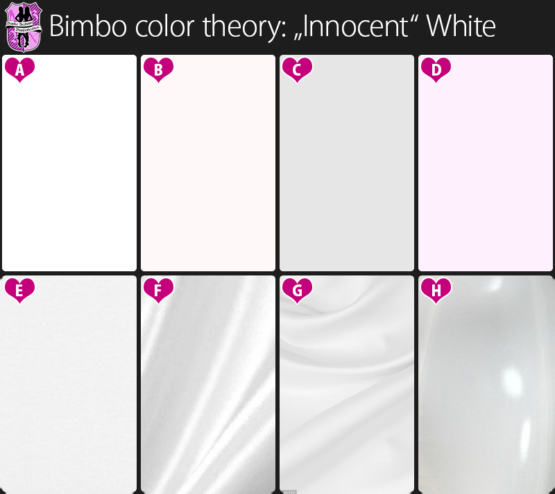 Bimbo Uniforms - Color theory: "Innocent" white - Pink Bimbo Academy