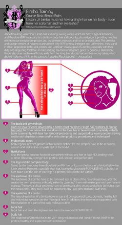 Bimbo training – “Basic bimbo rules: A bimbo must not have a single hair on her body - aside ...
