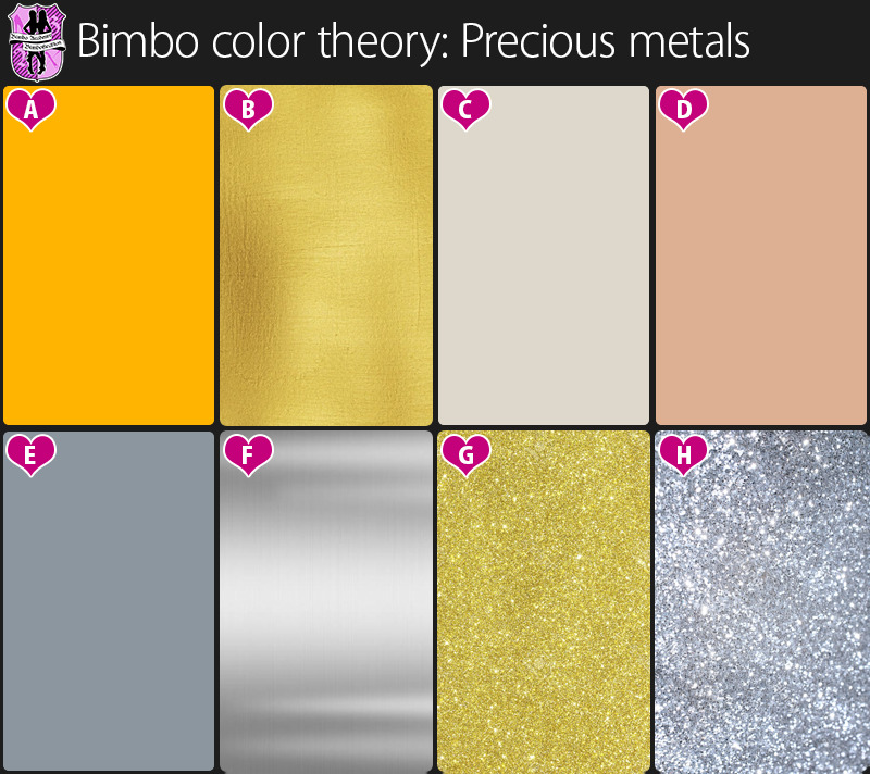 Bimbo Uniforms – Color theory: Precious metals - Pink Bimbo Academy